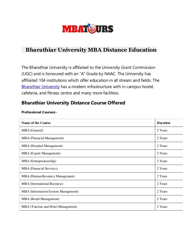 Bharathiar university mba distance education | PDF