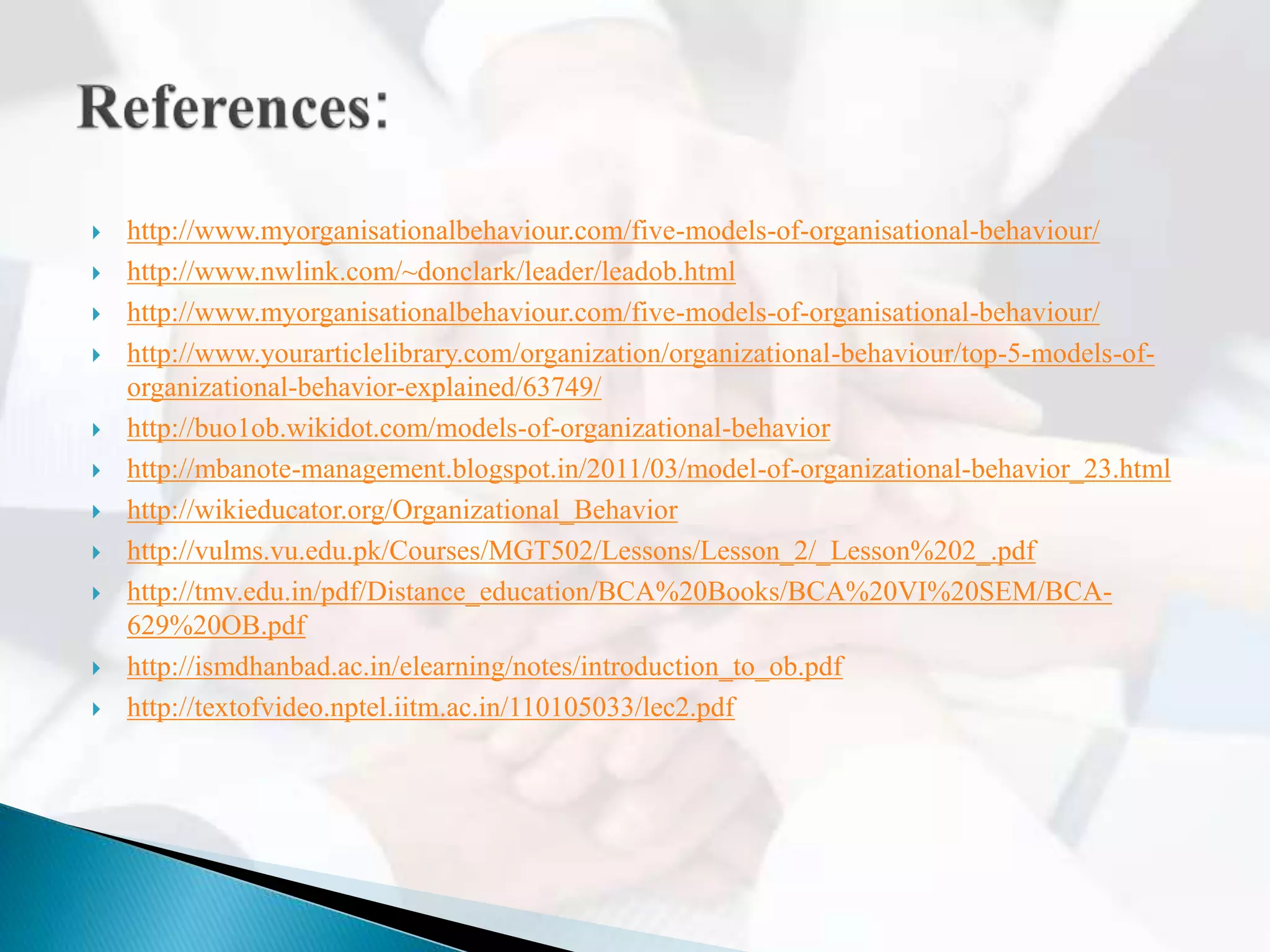 Organizational Behaviour-model (OB Model) | PPTX