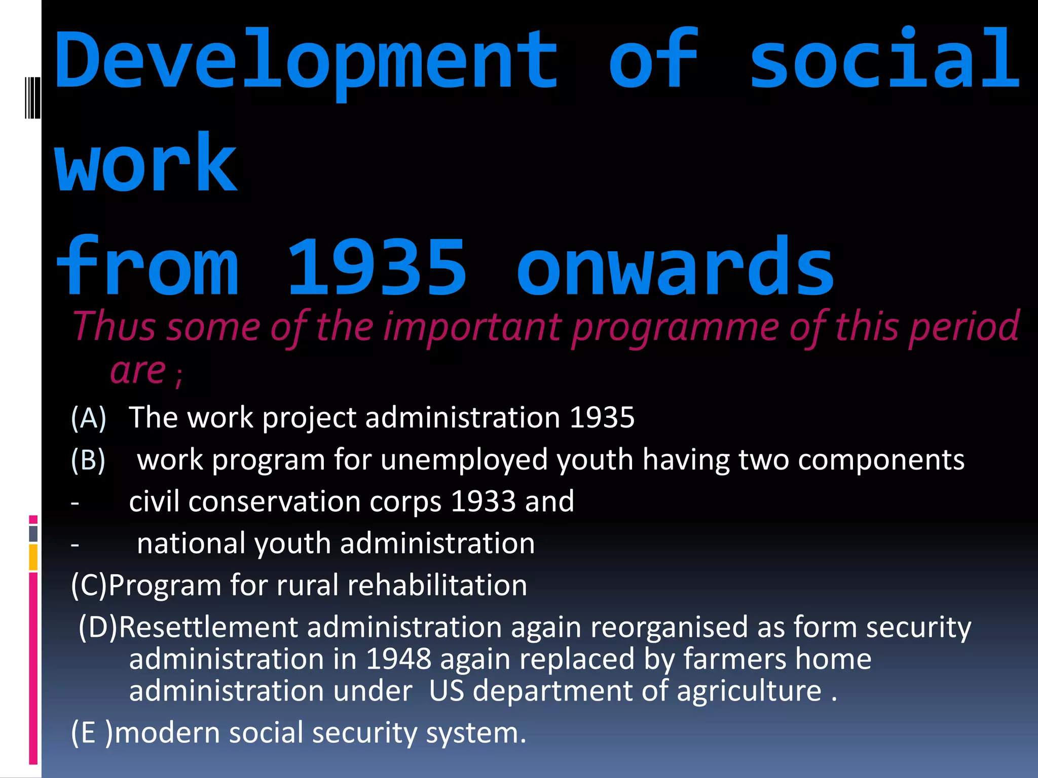 historical development of social work in USA | PPTX