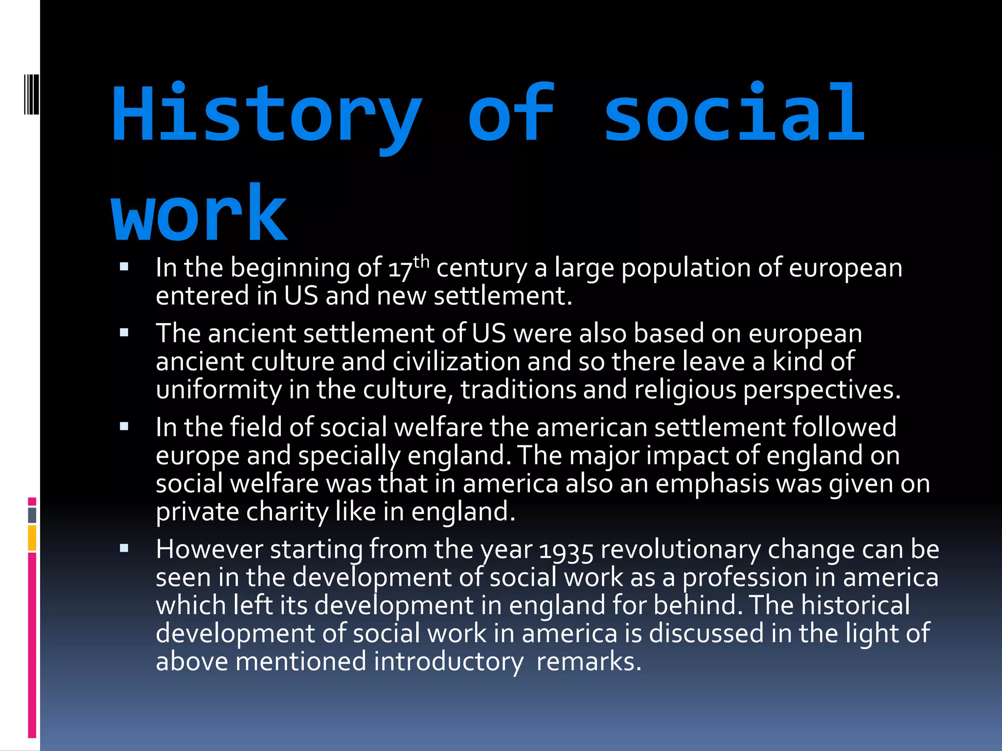 historical development of social work in USA | PPTX