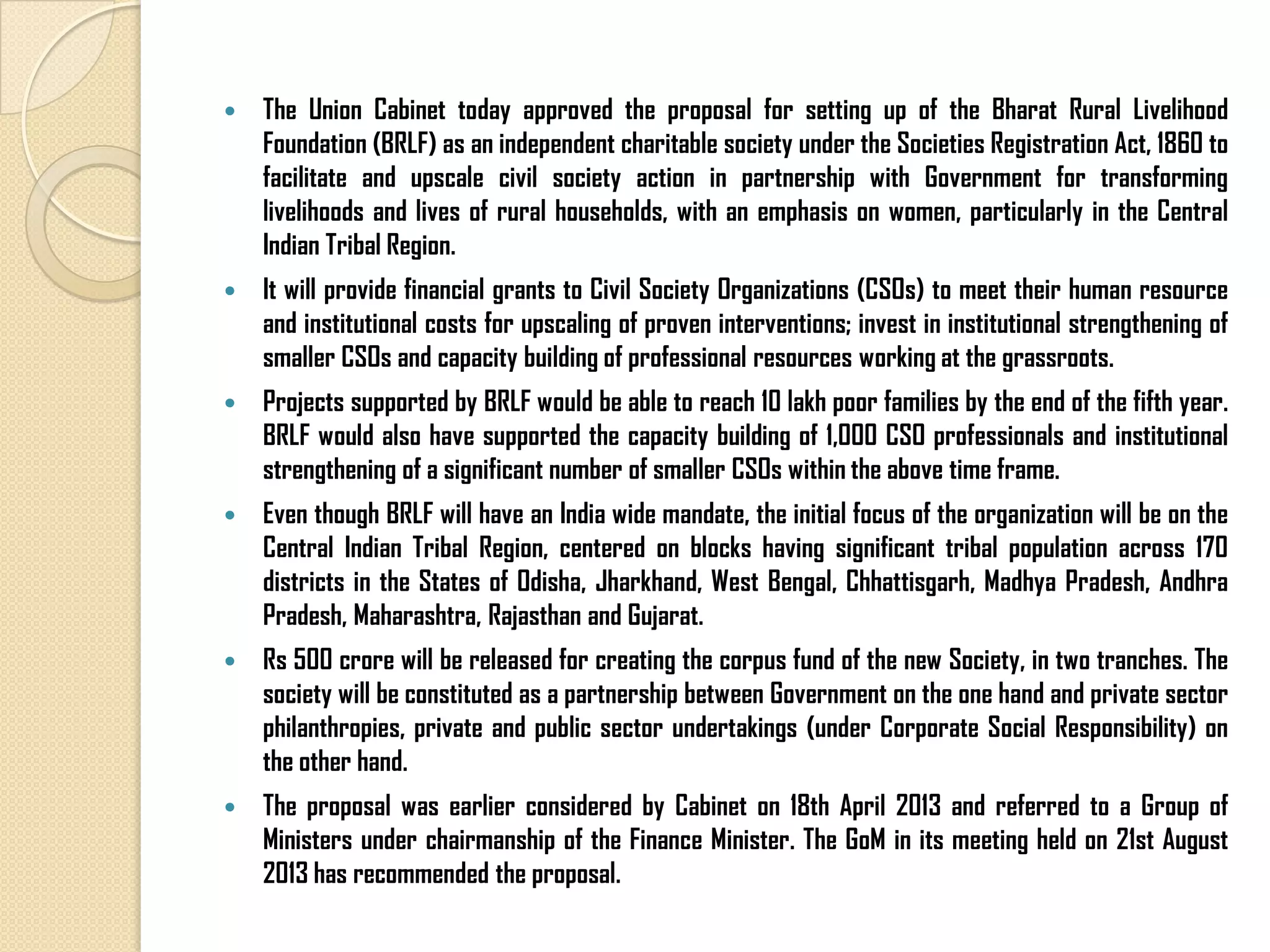 Bharat rural livelihood foundation (brlf) | PPTX