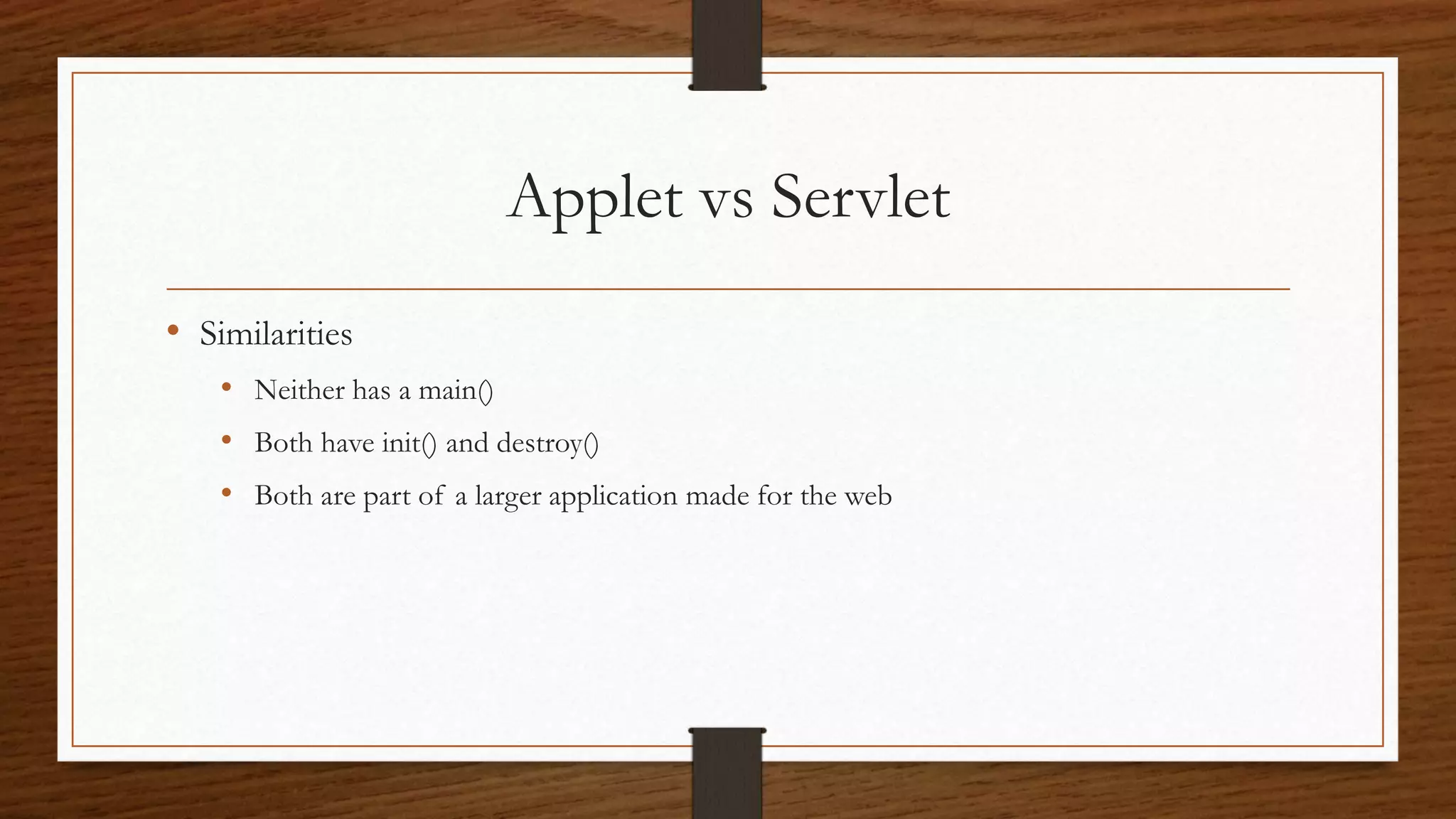 Applet Vs Servlet | PPSX