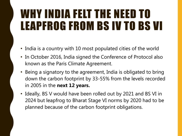 BHARAT STAGE - VI | PPTX