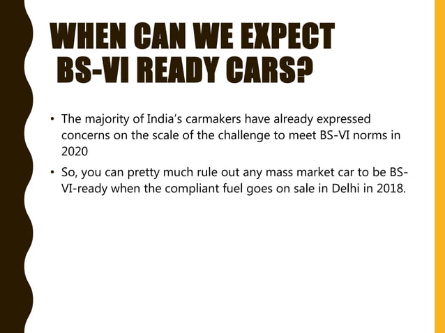 BHARAT STAGE - VI | PPTX