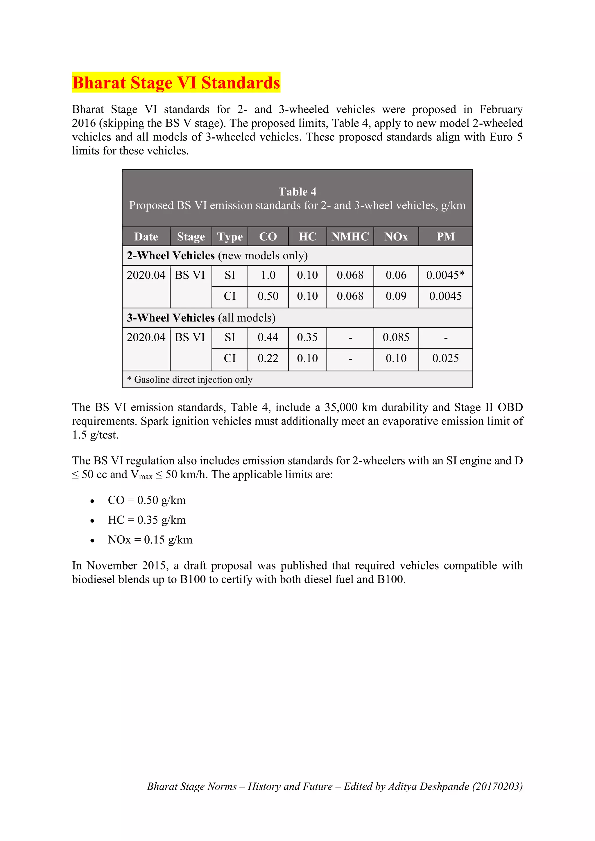Bharat Stage Standards- History and Future | PDF