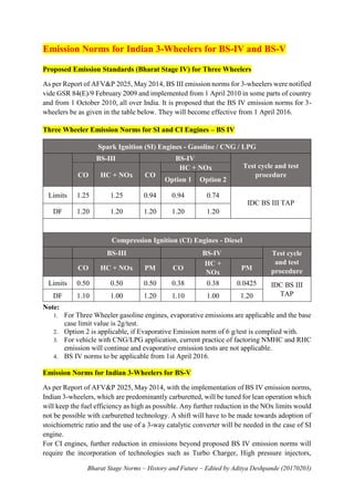 Bharat Stage Standards- History and Future | PDF