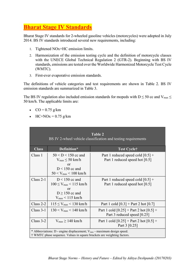 Bharat Stage Standards- History and Future | PDF