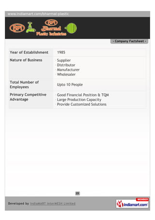 Bharmal Plastic Industries, Mumbai, Bathroom Fitting Products | PDF