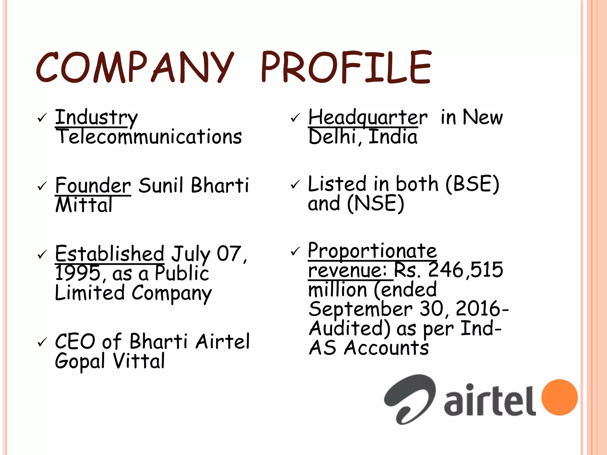 Bharti airtel ppt | PPTX
