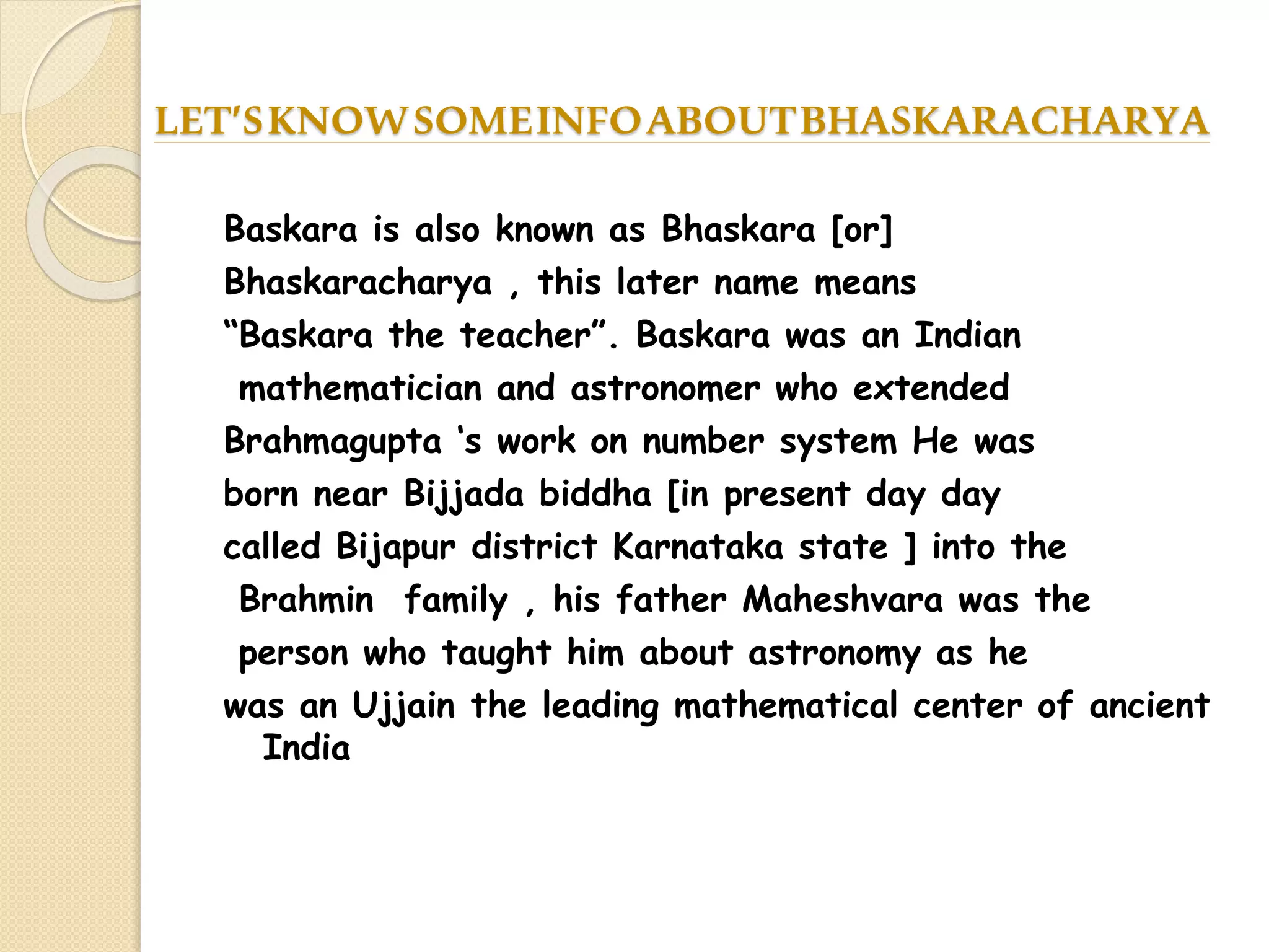 BHASKARACHARYA | PPTX