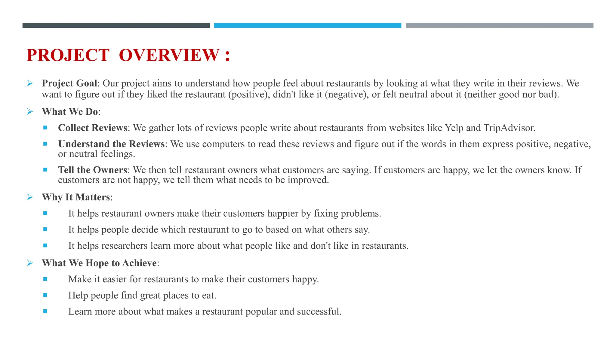 Sentiment analysis of Restaurant reviews ppt | PPTX