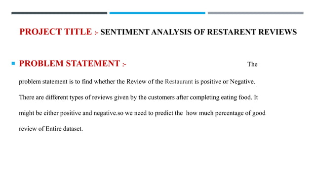 Sentiment analysis of Restaurant reviews ppt | PPTX