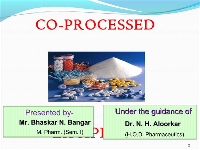 co-processed excipients ppt | PPT | Chemistry | Science