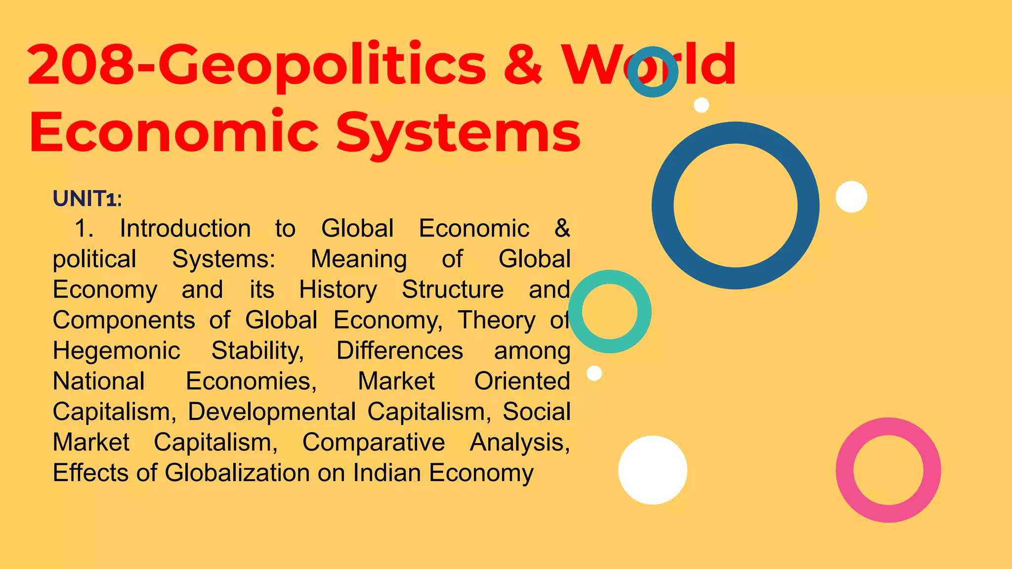 208 - Geopolitics & World Economic Systems UNIT 1 | PDF