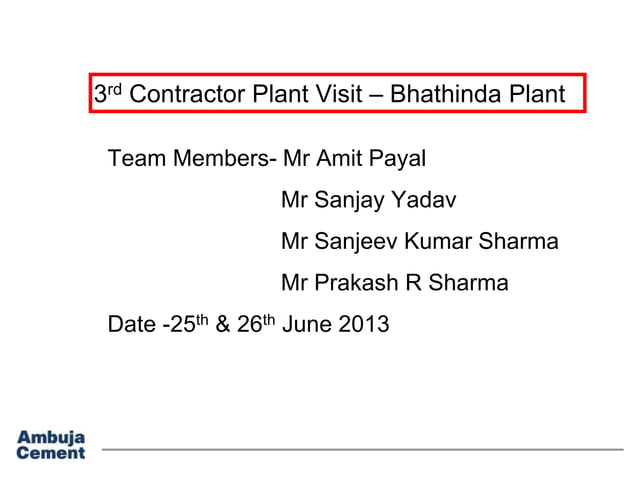 Ambuja cement Bhatinda plant visit-Amit Payal | PPTX