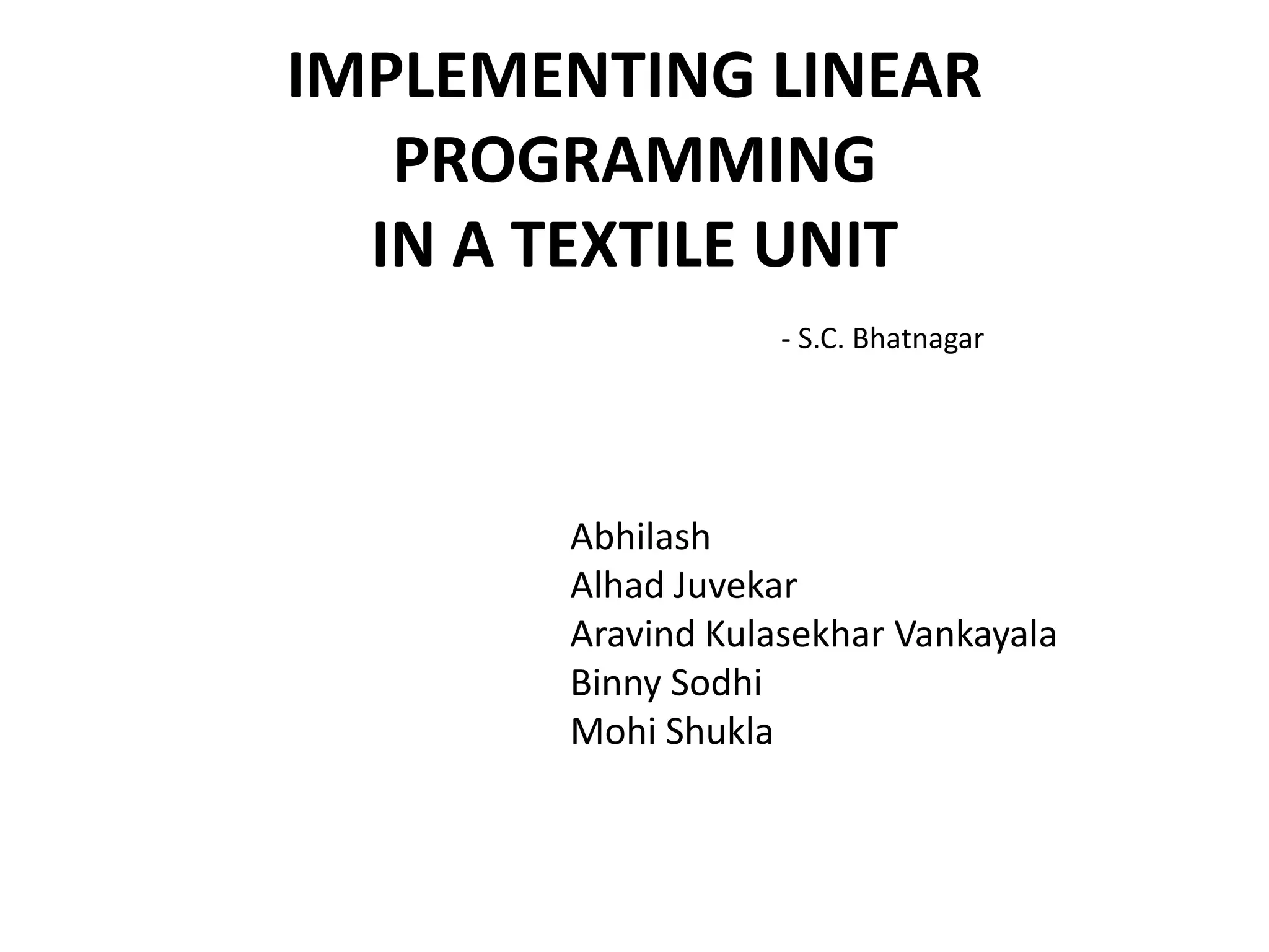 Implementing Linear Programming Ppt 3574