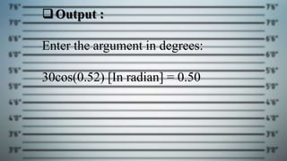 Mathematics Function in C ,ppt | PPTX | Programming Languages | Computing