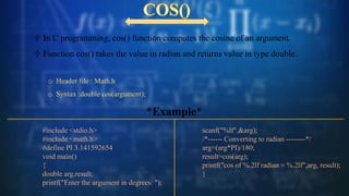 Mathematics Function in C ,ppt | PPTX