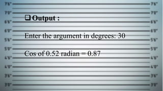 Mathematics Function in C ,ppt | PPTX | Programming Languages | Computing