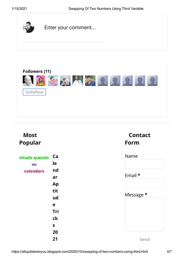 Swapping Of Two Numbers Using Third Variable Pdf