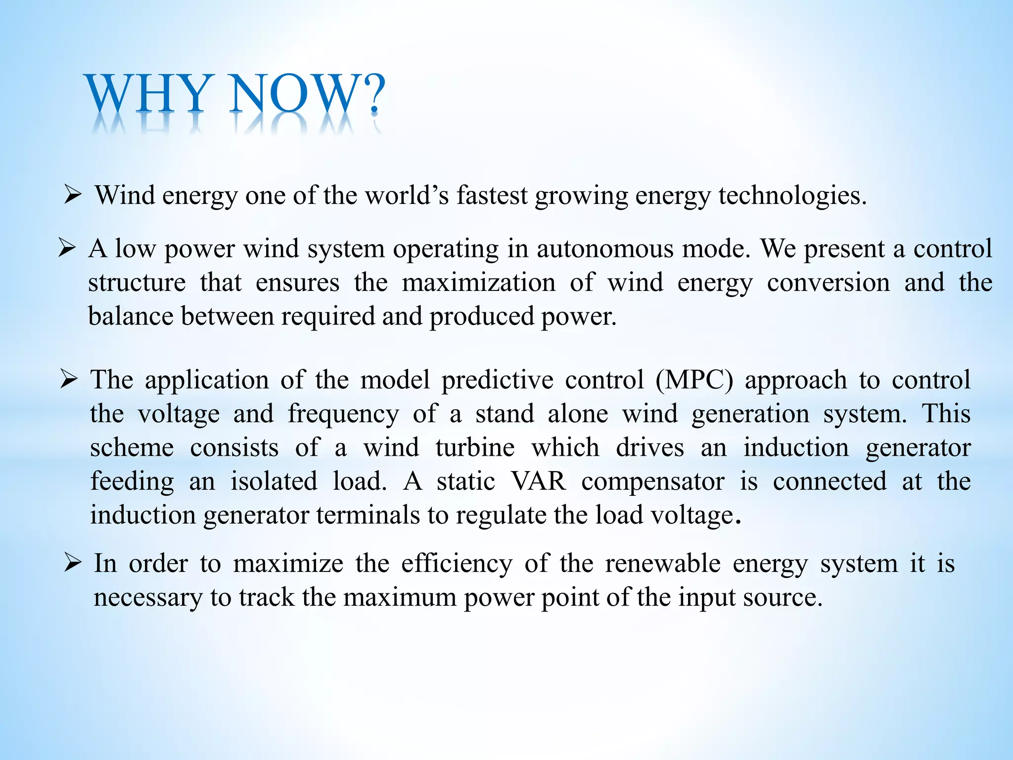 Control Scheme for a Stand-Alone Wind Energy Conversion System | PPTX