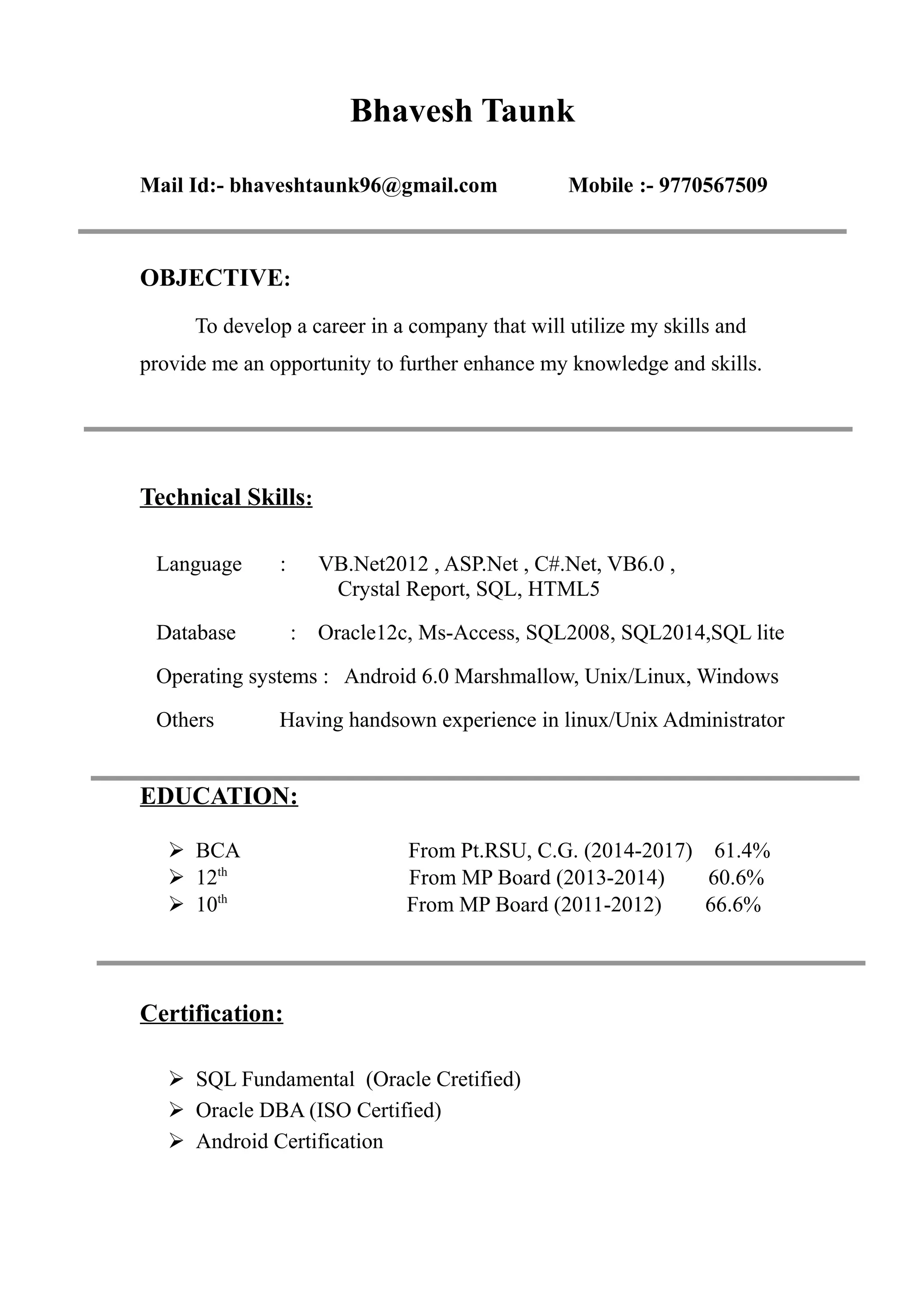 Bhavesh resume | DOC