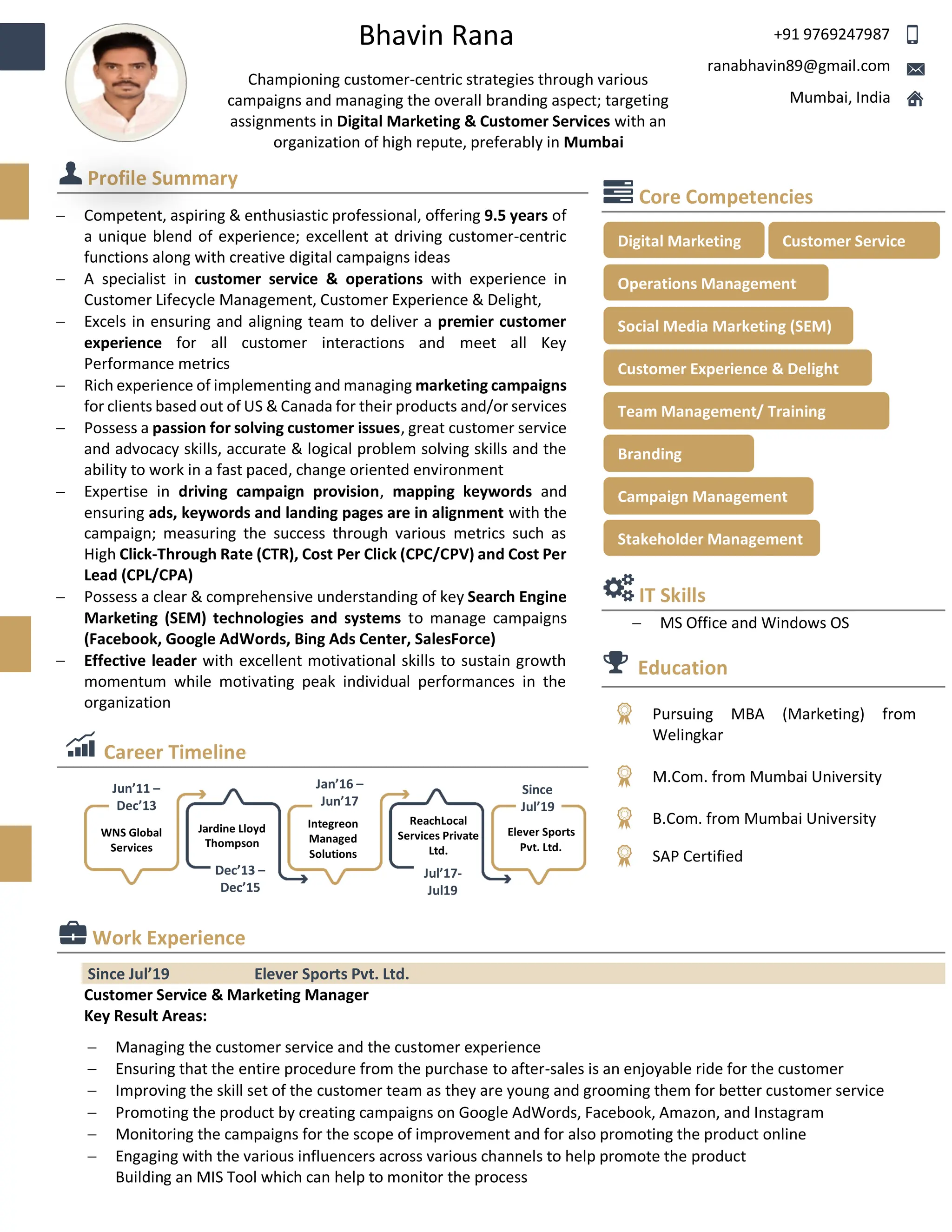 Bhavin resume for tcs and other firms... | PDF | Advertising Industry | Industries