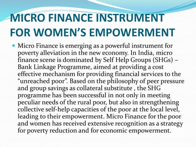 PPT ON MICRO FINANCE | PPTX | Government Support and Welfare | Financial Assistance