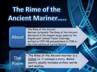 the rime of the ancient mariner by samuel taylor coleridge | PPTX