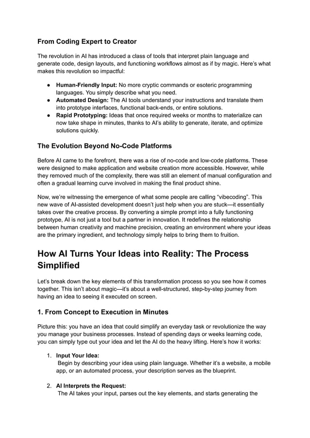 Transform Ideas into Reality with AI—No Coding Required | PDF