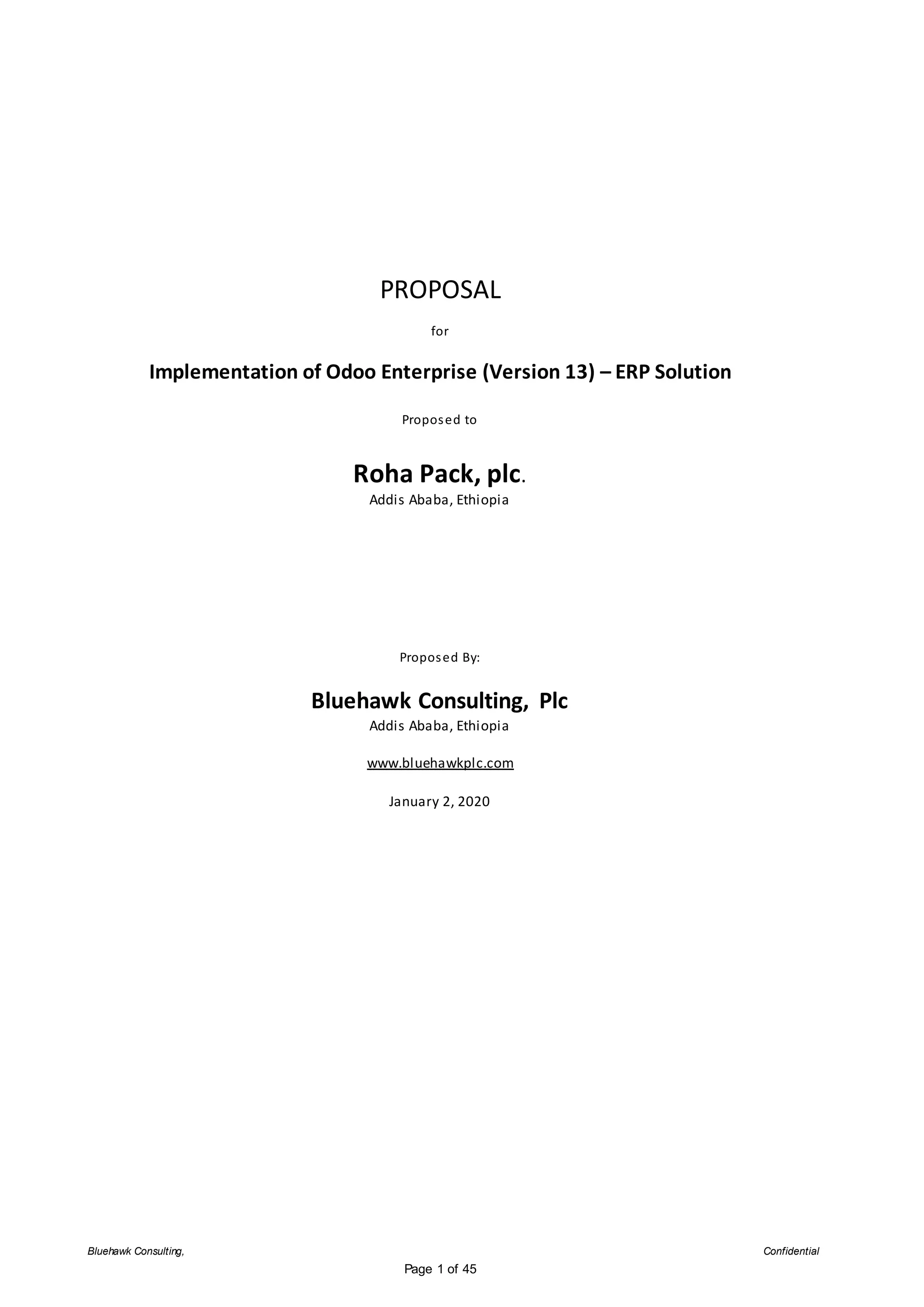 technical proposal for implementing odoo enterprise ver 13 | DOCX