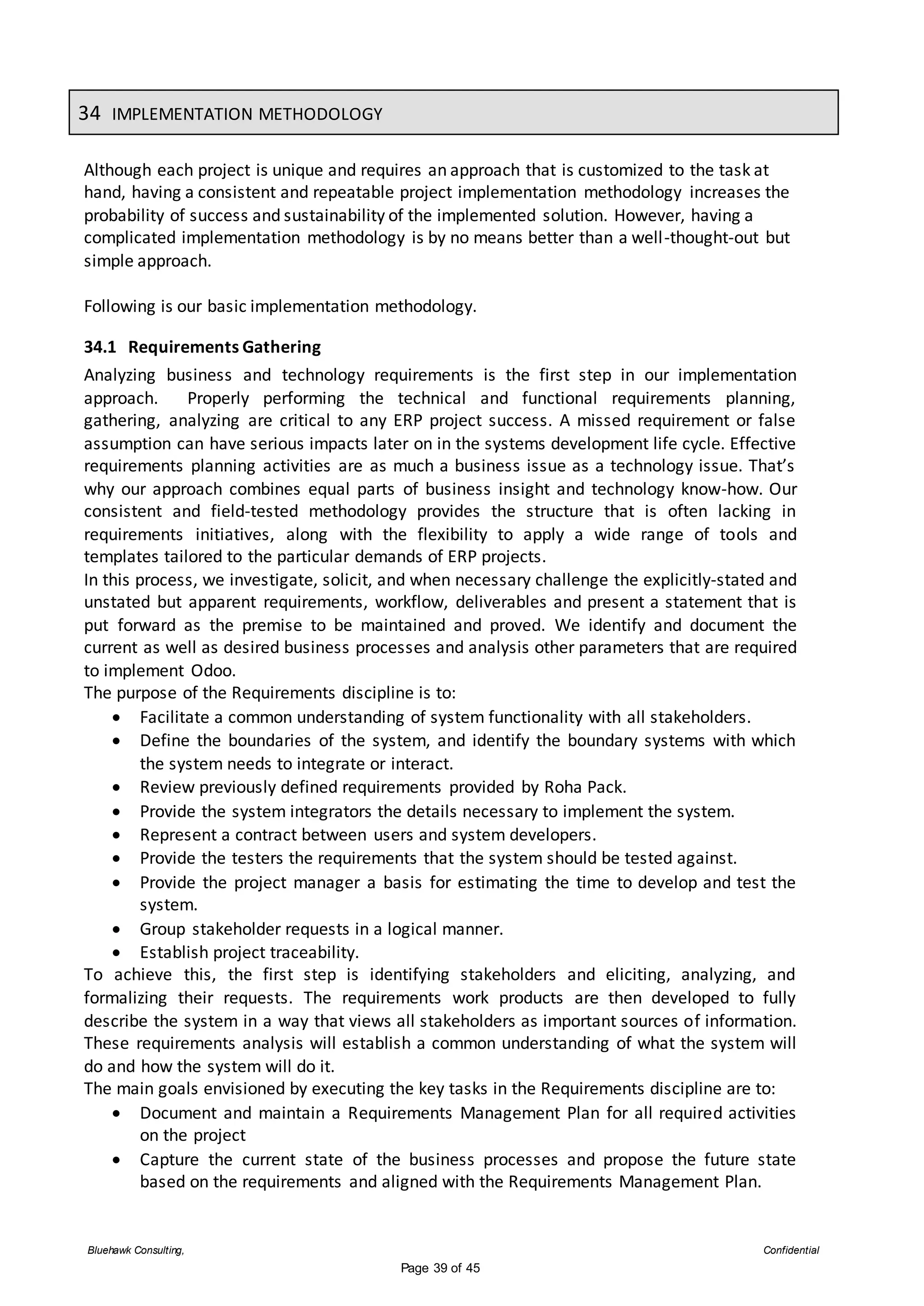 technical proposal for implementing odoo enterprise ver 13 | DOCX