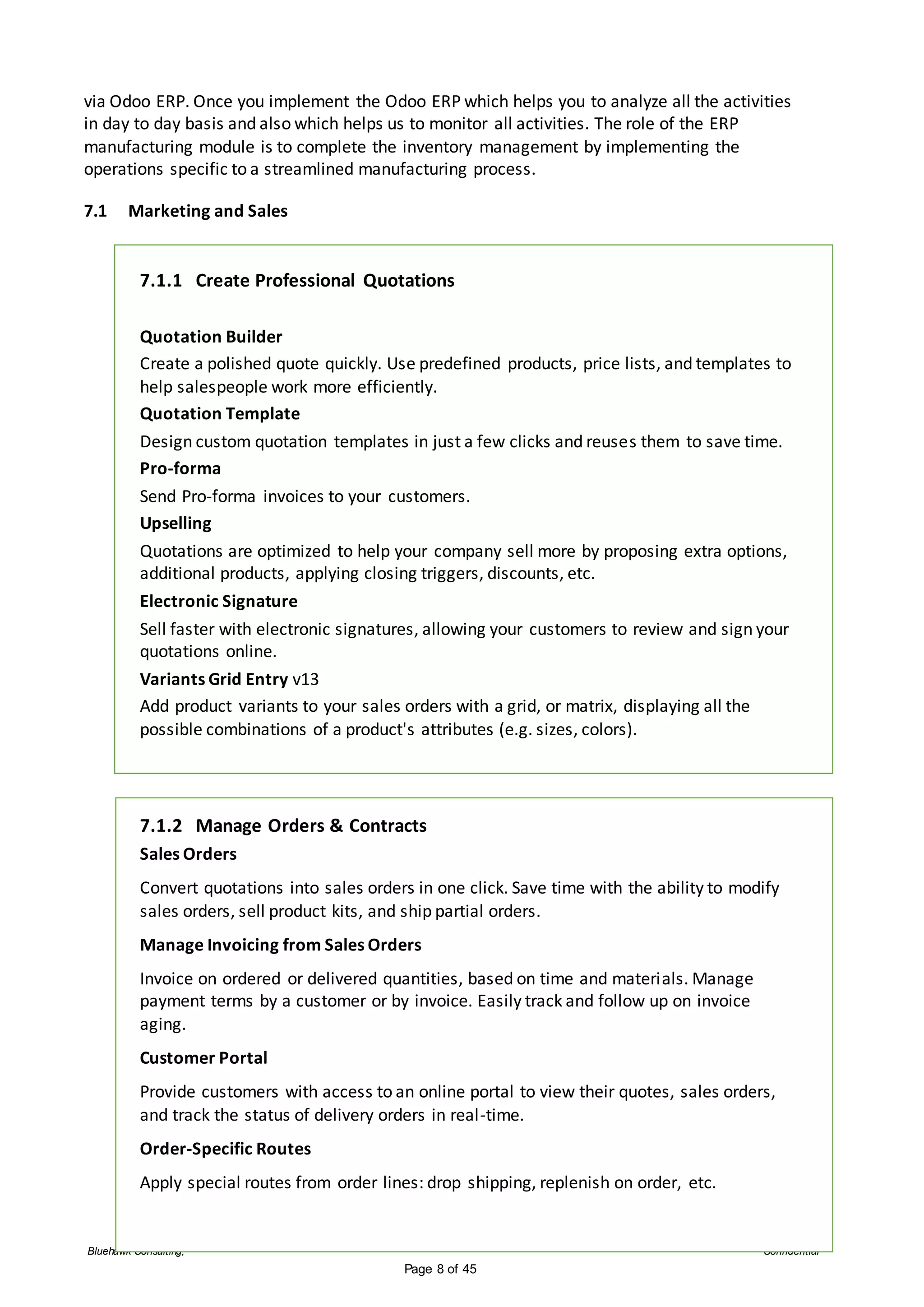 technical proposal for implementing odoo enterprise ver 13 | DOCX