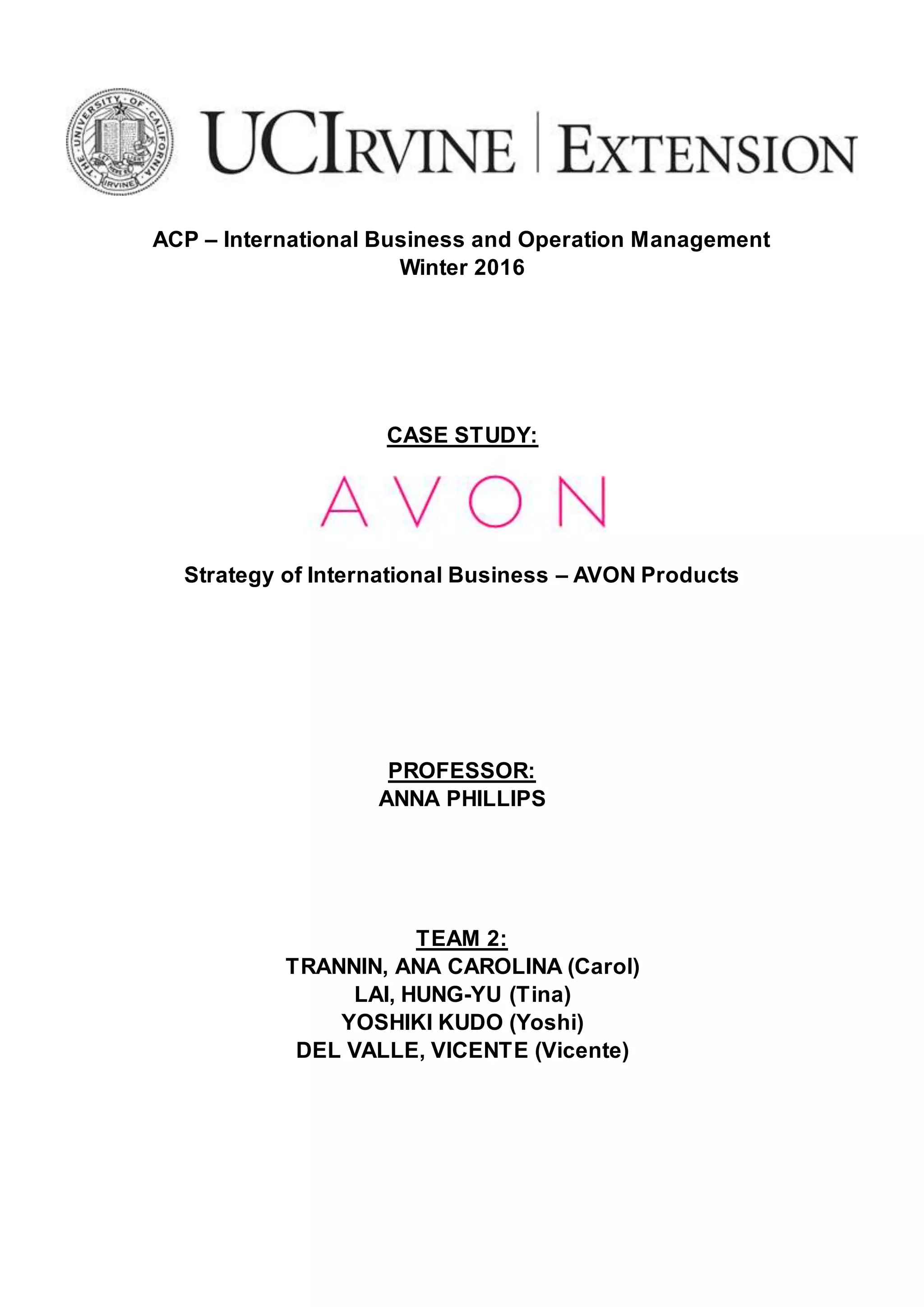 International Business Strategy_AVON_Report | DOCX