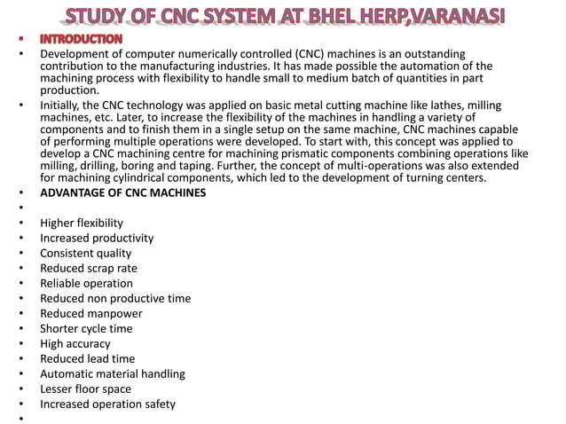 BHEL CNC MACHINE TRAINING REPORT | PPTX