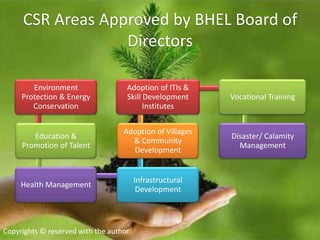 Bhel corporate social responsibility report 1 | PPTX