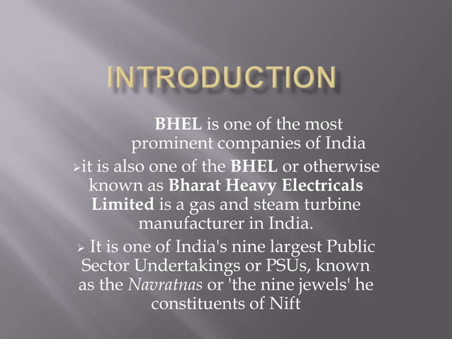 Bhel ppt | PPTX