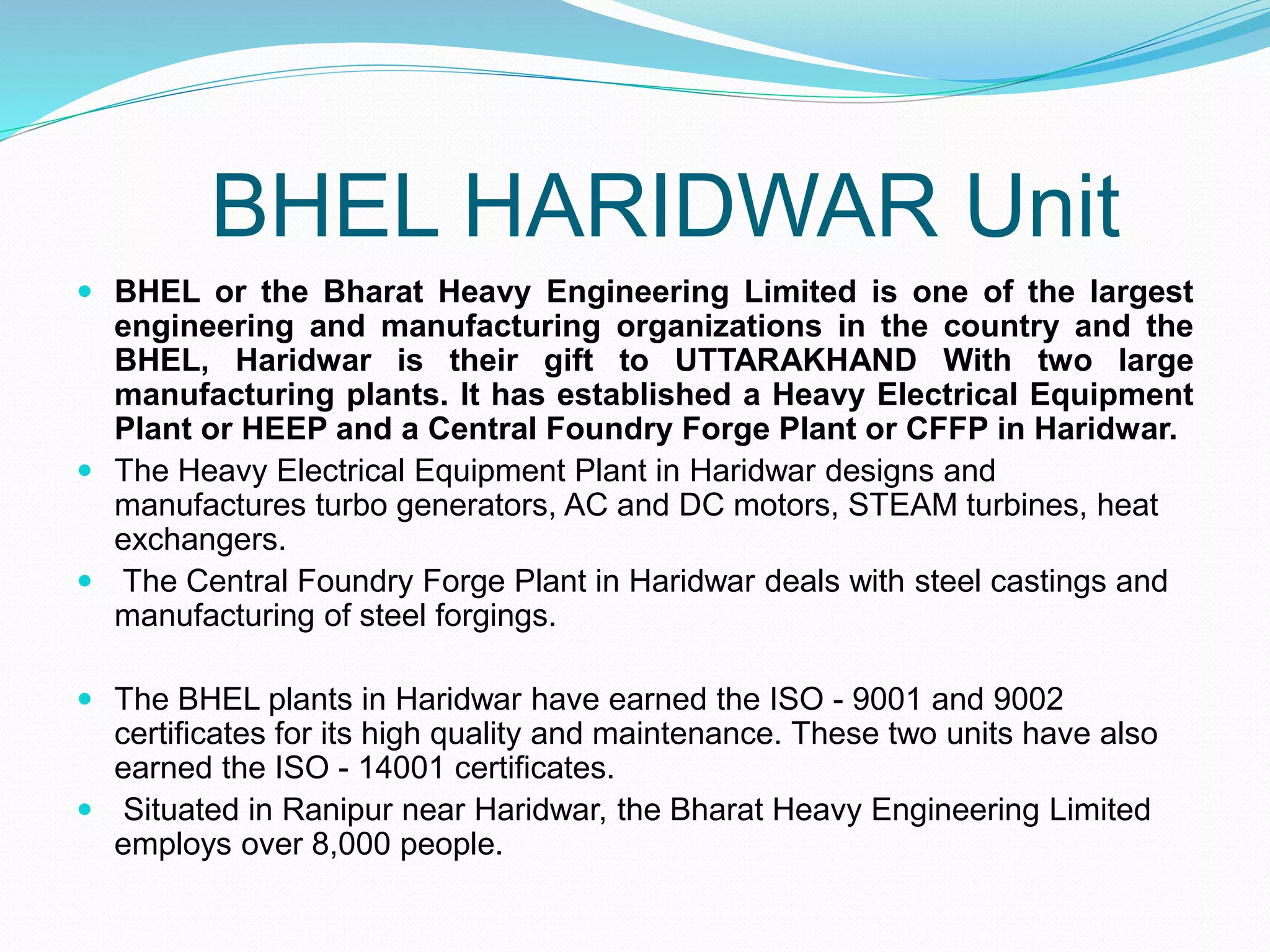 BHEL MANUFACTURING TURBINE | PPTX