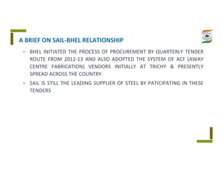 SAIL-BHEL BUSINESS AND STEEL REQUIREMENTS OF BHEL FOR PROJECTS | PPT