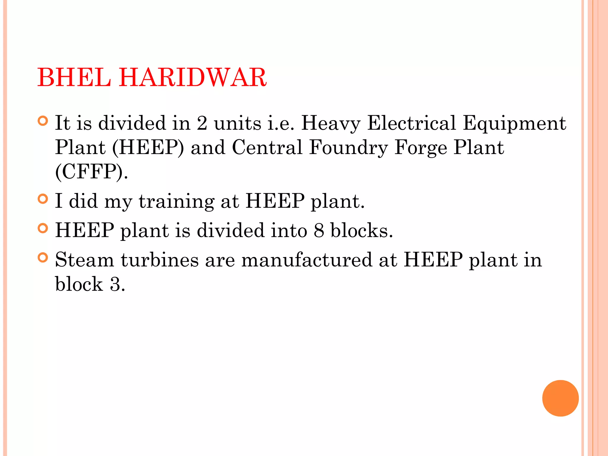 Bhel Haridwar training ppt | PPT