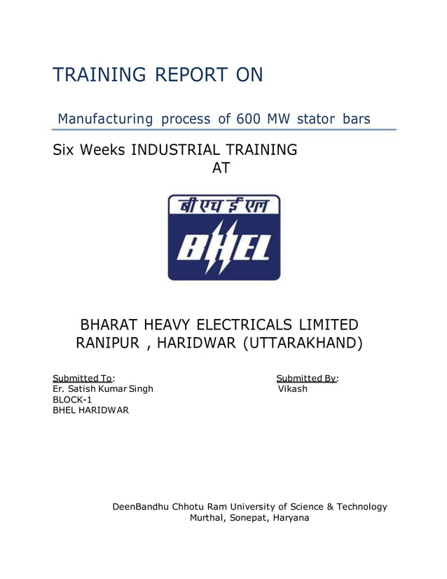 Bhel training report | DOCX