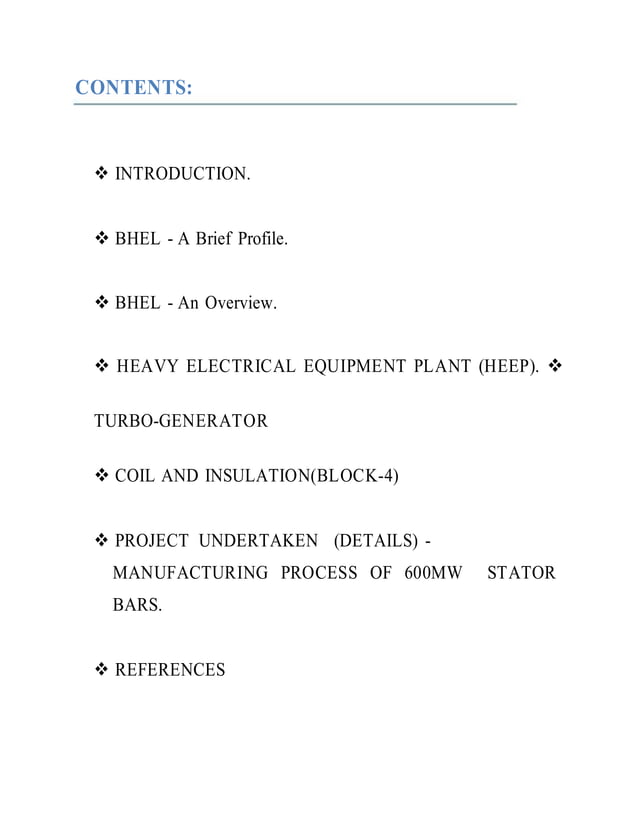 Bhel training report | DOCX