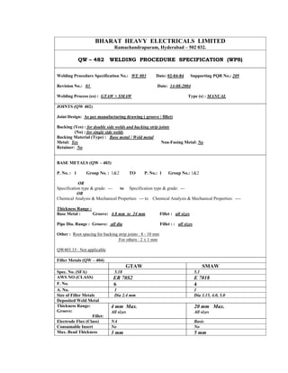 Bharat Heavy electrical Limited Welding procedure code | PDF