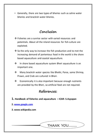 Bheri farming: shore based aquaculture | DOCX