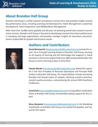 Brandon Hall Group State Of Learning 2016 (Executive Summary) | PDF