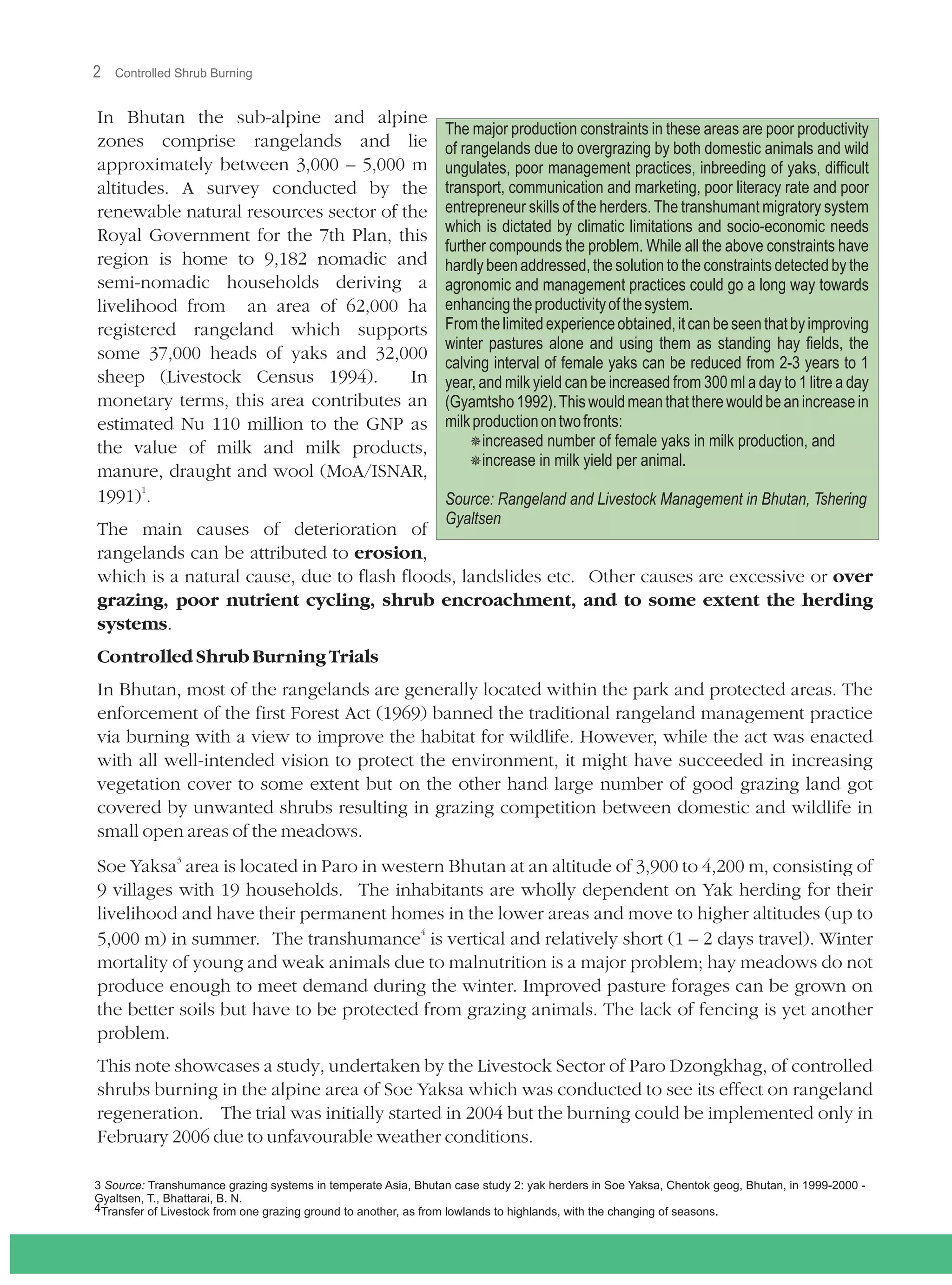 Management of Rangelands Through Controlled Shrub Burning (BHGP10 ...
