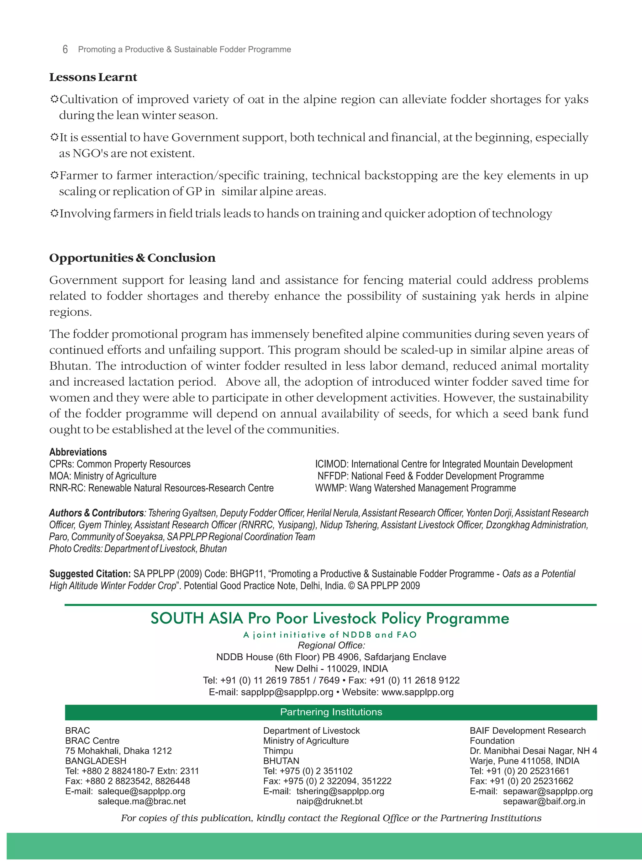 Oats as a Potential High Altitude Winter Fodder Crop - Promoting a ...