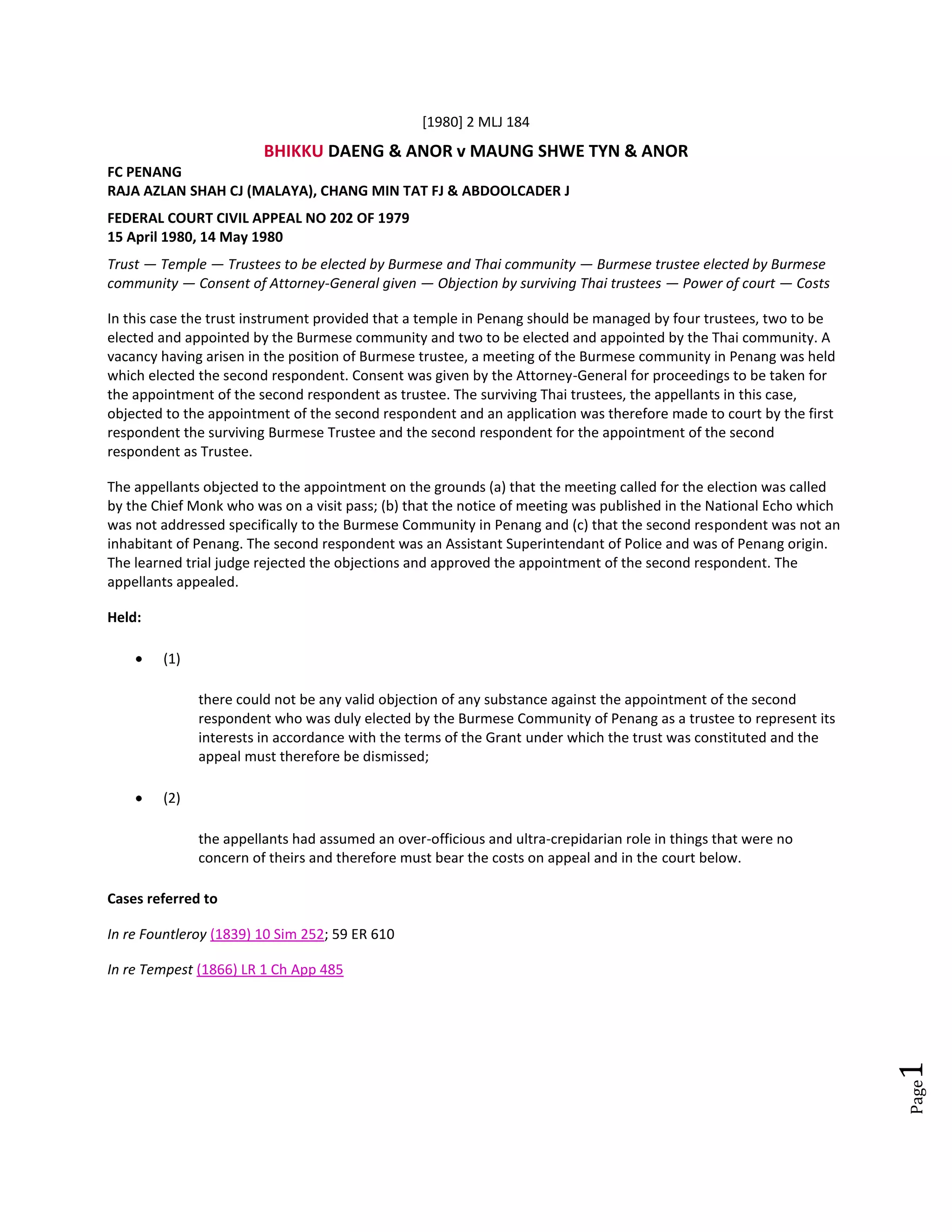 BHIKKU DAENG & ANOR v MAUNG SHWE TYN & ANOR | DOCX