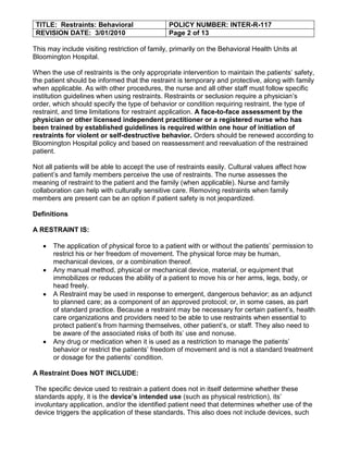 Bh inter restraints_behavioral_03012010 | PDF