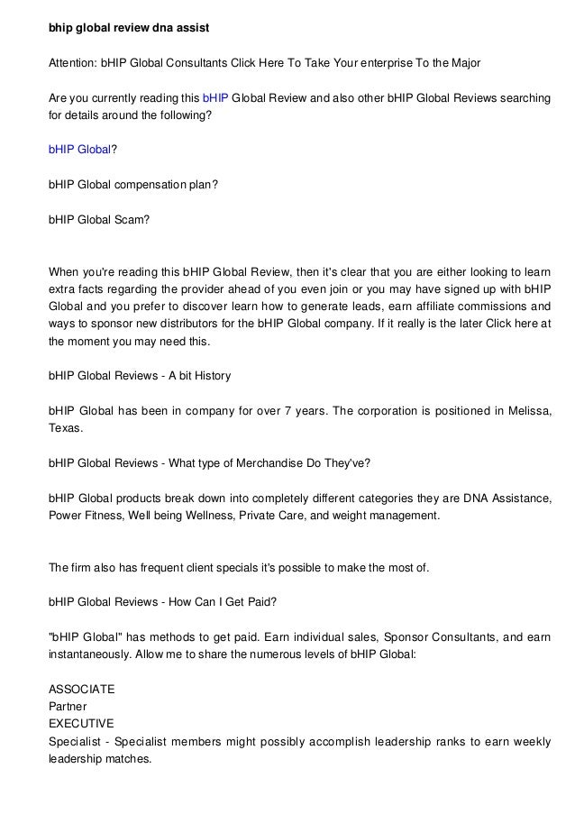 bHIP Global Review |DNA help?